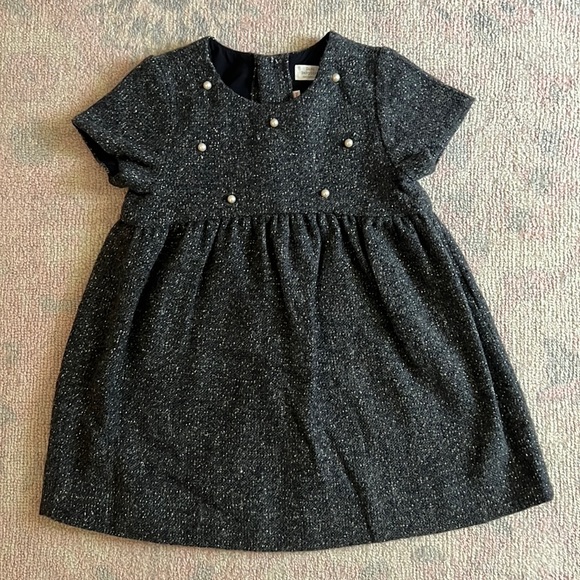 Zara | Dresses | Zara Baby Girl Size34 Grey Woolcotton Dress With ...